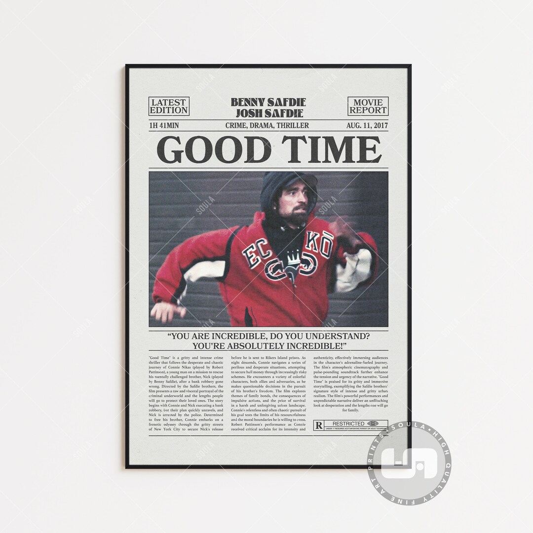 Good Time Poster Benny Josh Safdie Retro Newspaper Movie - Etsy