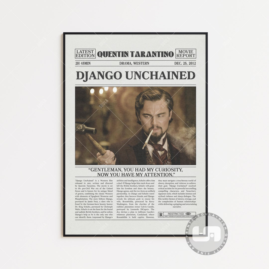 Django Unchained Quentin Tarantino Retro Newspaper Movie - Etsy
