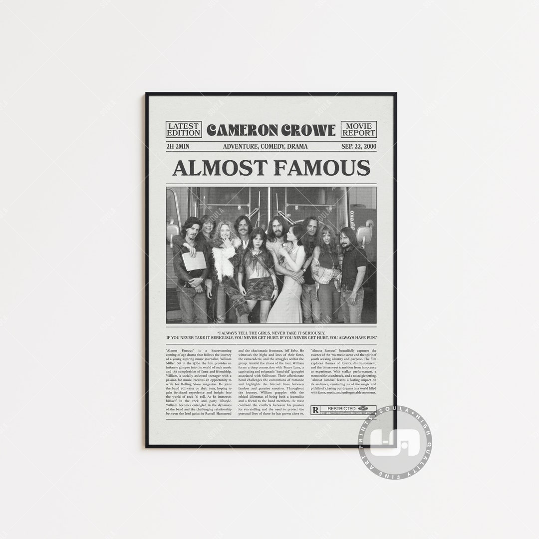 Almost Famous Poster Cameron Crowe Retro Newspaper Movie - Etsy