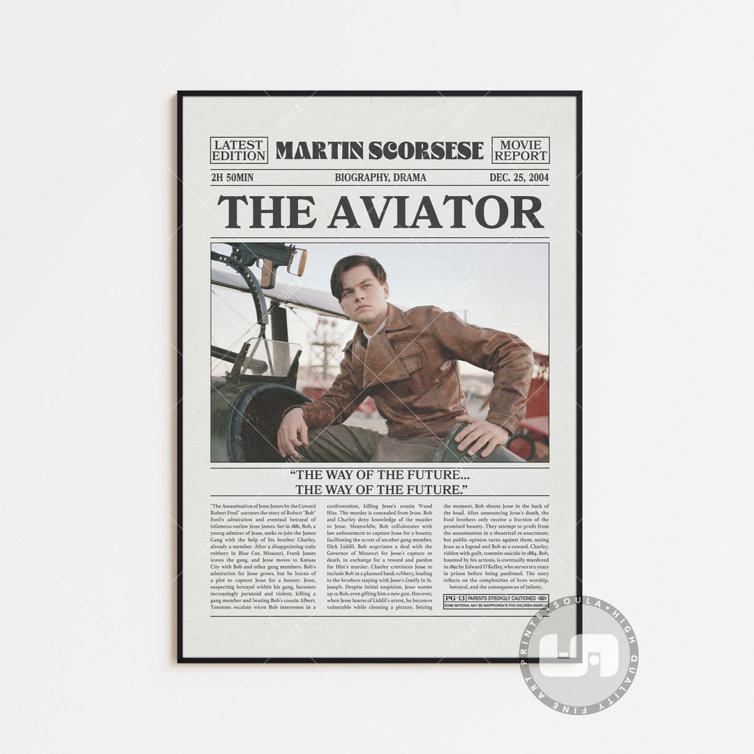 The Aviator Poster, Martin Scorsese, Movie Poster, Retro Newspaper ...