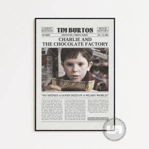 Charlie and the Chocolate Factory, Tim Burton, Retro Newspaper Movie ...