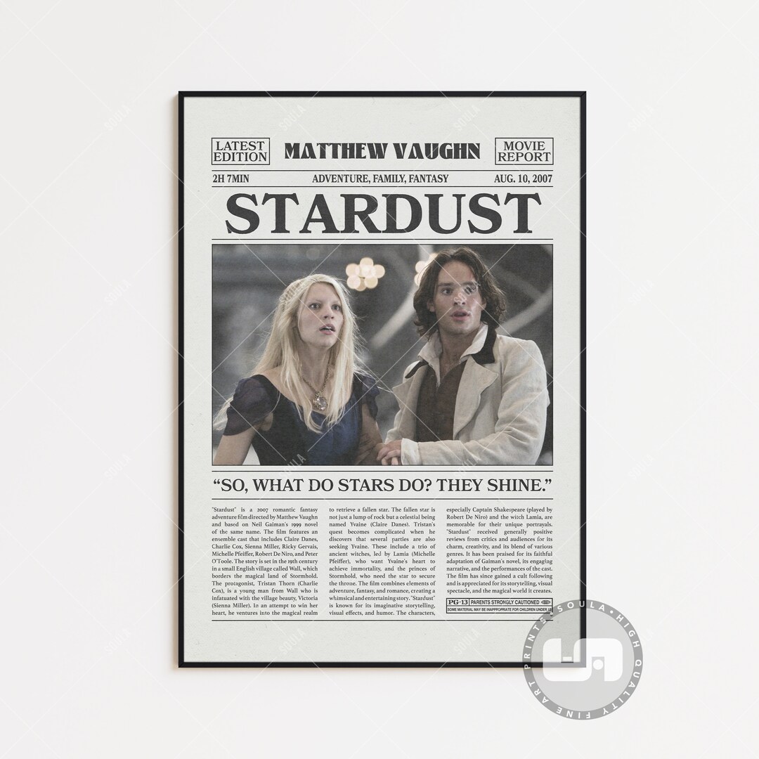 Stardust Poster, Matthew Vaughn, Movie Poster, Retro Newspaper, Black ...