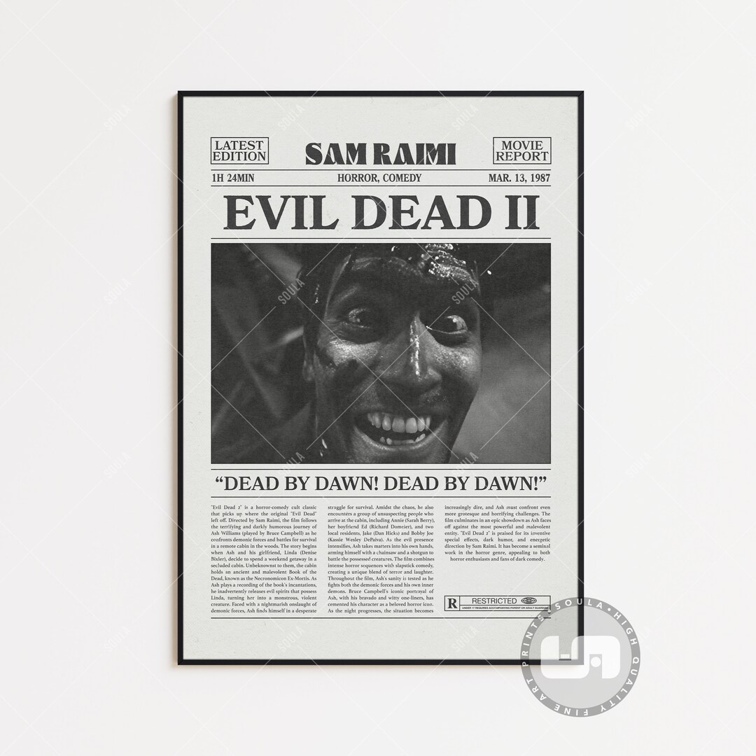 Evil Dead II Sam Raimi Movie Poster Retro Newspaper Black - Etsy