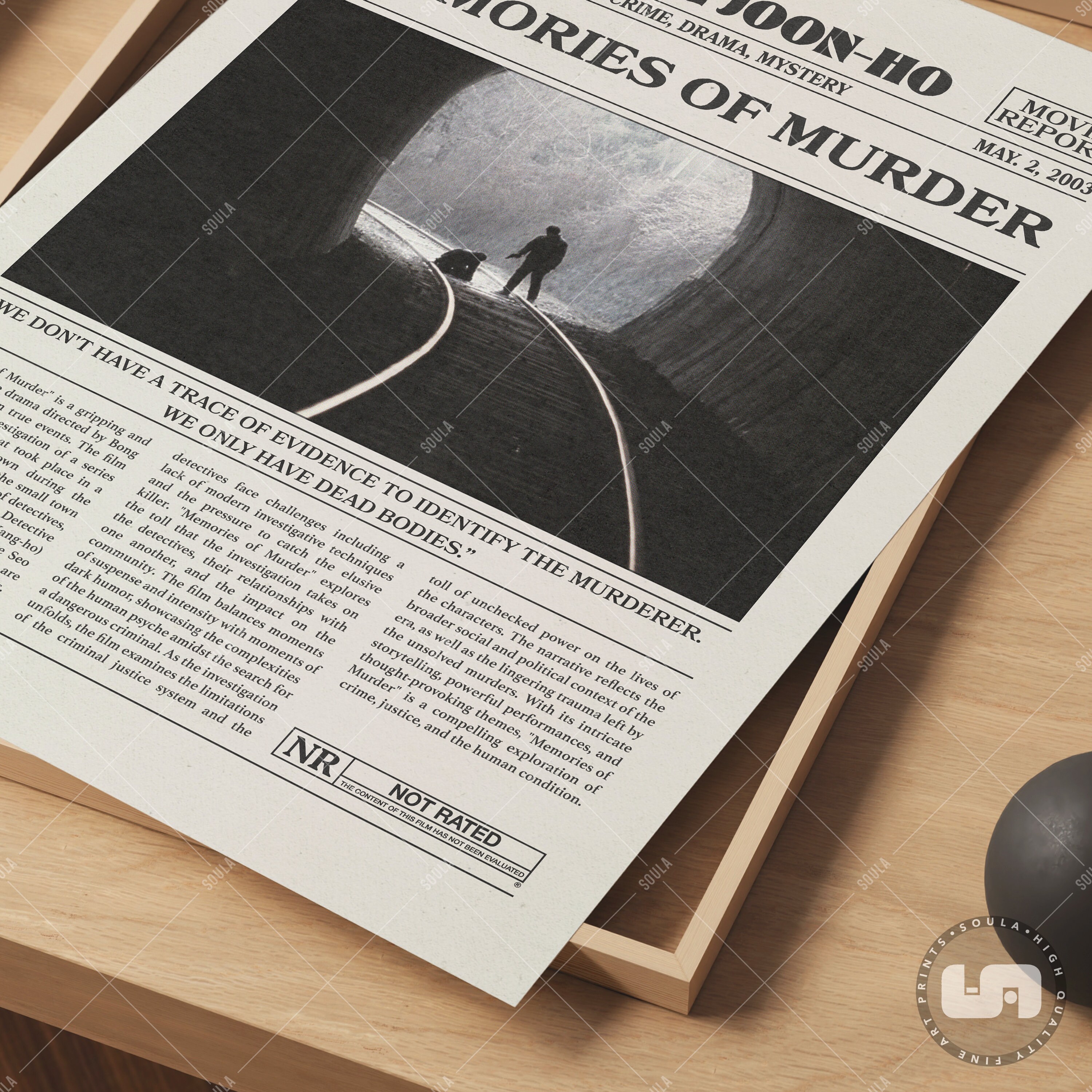 Memories of Murder, Bong Joon Ho, Retro Newspaper Movie Poster, Black ...