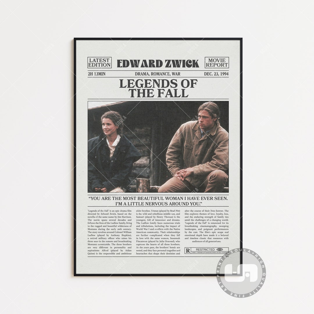 Legends of the Fall Poster, Edward Zwick, Retro Newspaper Movie Poster ...