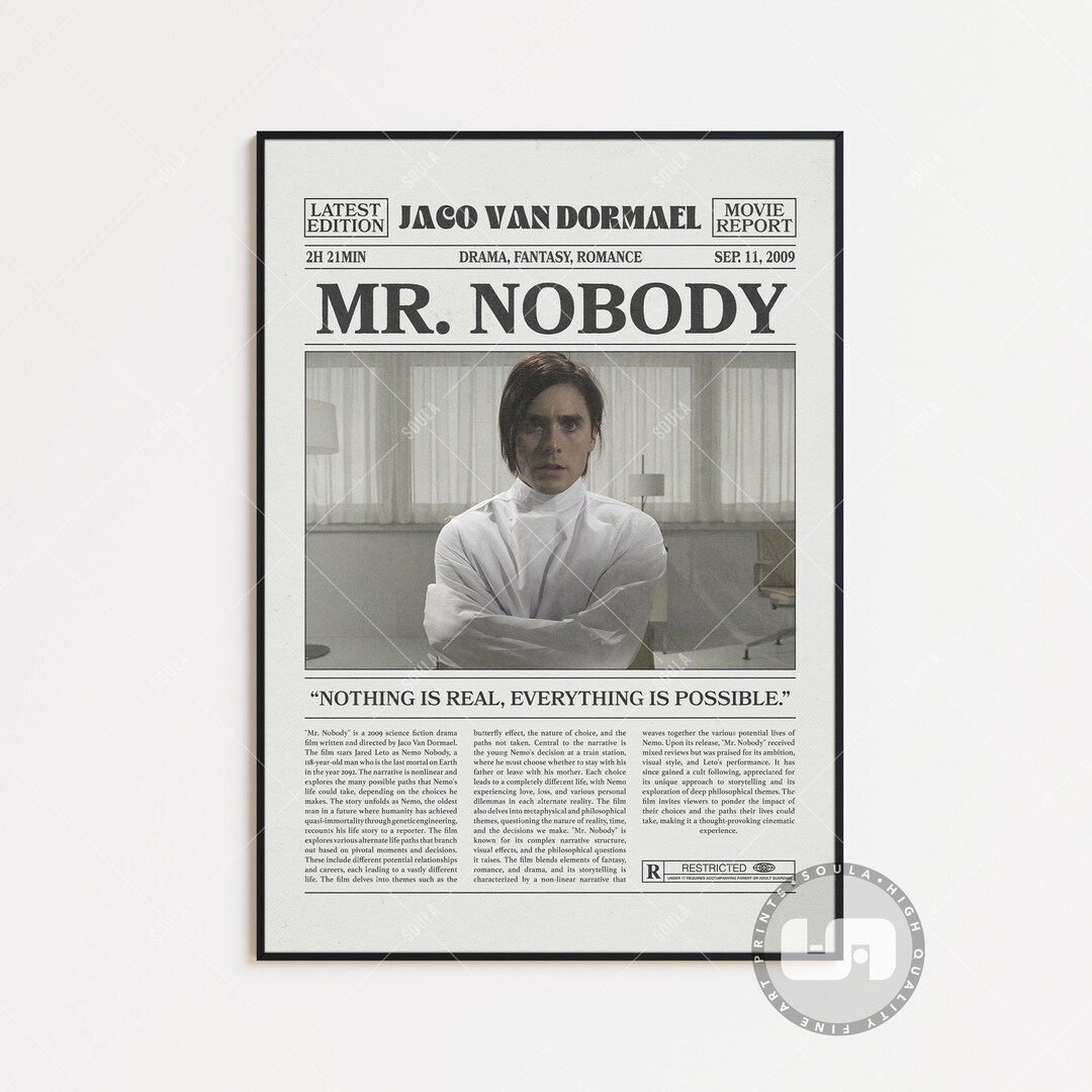 Mr. Nobody Poster, Jaco Van Dormael, Movie Poster, Retro Newspaper ...