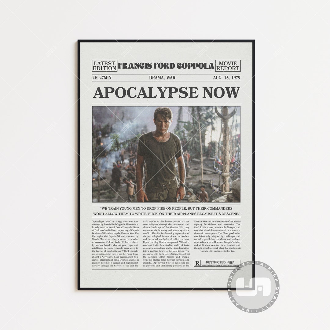 Apocalypse Now, Francis Ford Coppola, Retro Newspaper Movie Poster ...