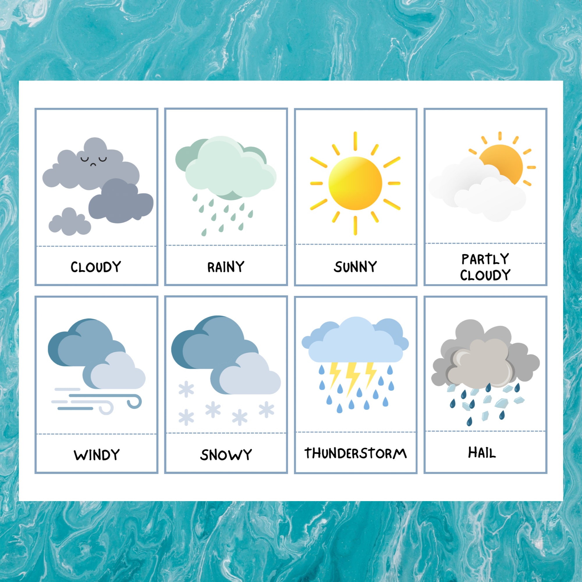 Weather Flashcards | Digital Download | Morning Work | Preschool ...
