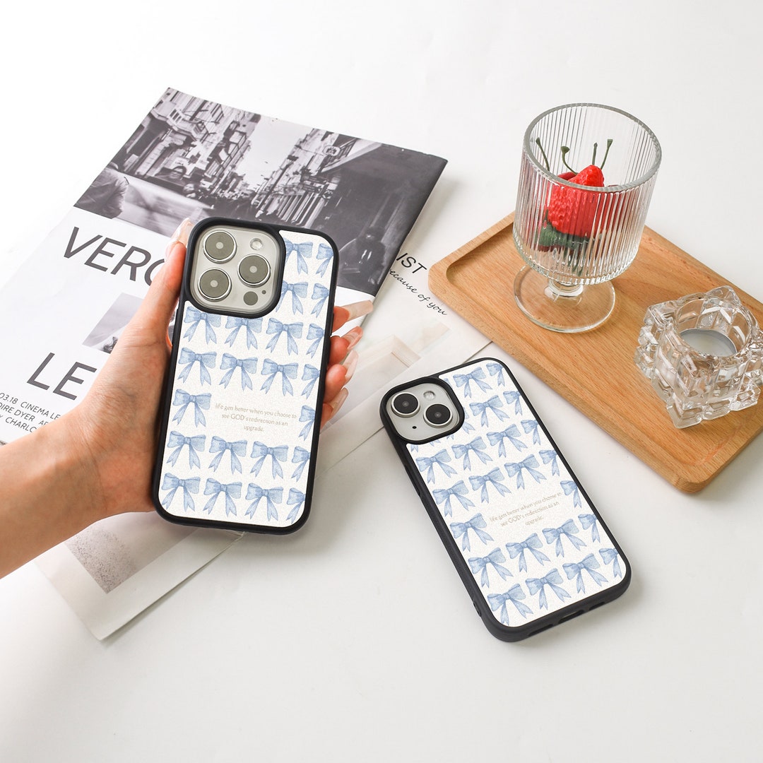Hand Drawn Blue Bow Phone Case iPhone 15 14 13 12 11 Xs Max Xr Pro Case ...