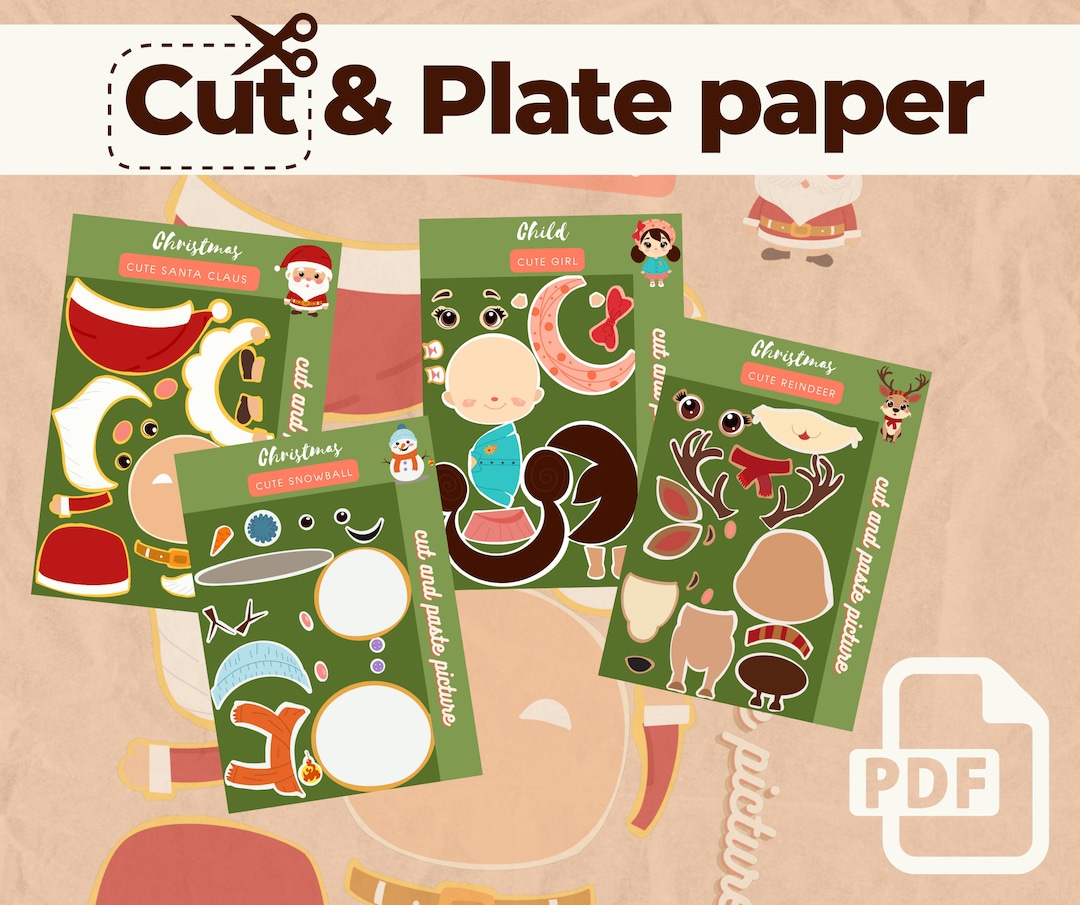 Printable Cut & Paste PDF Files Christmas-themed : Santa Claus ...