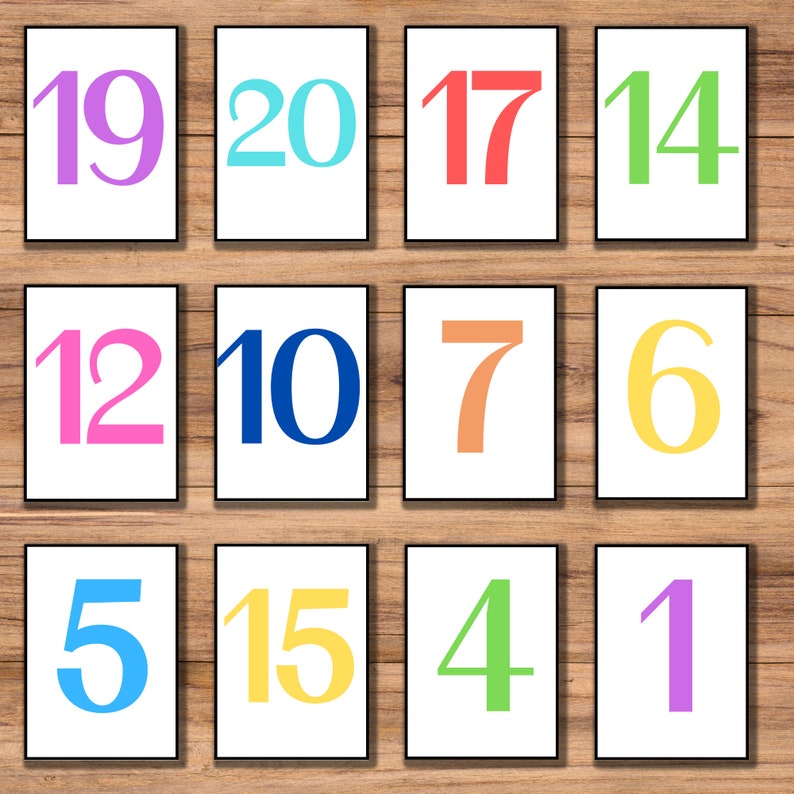 60 Printable Number Flashcards for Kids, Montessori Learning, Math ...