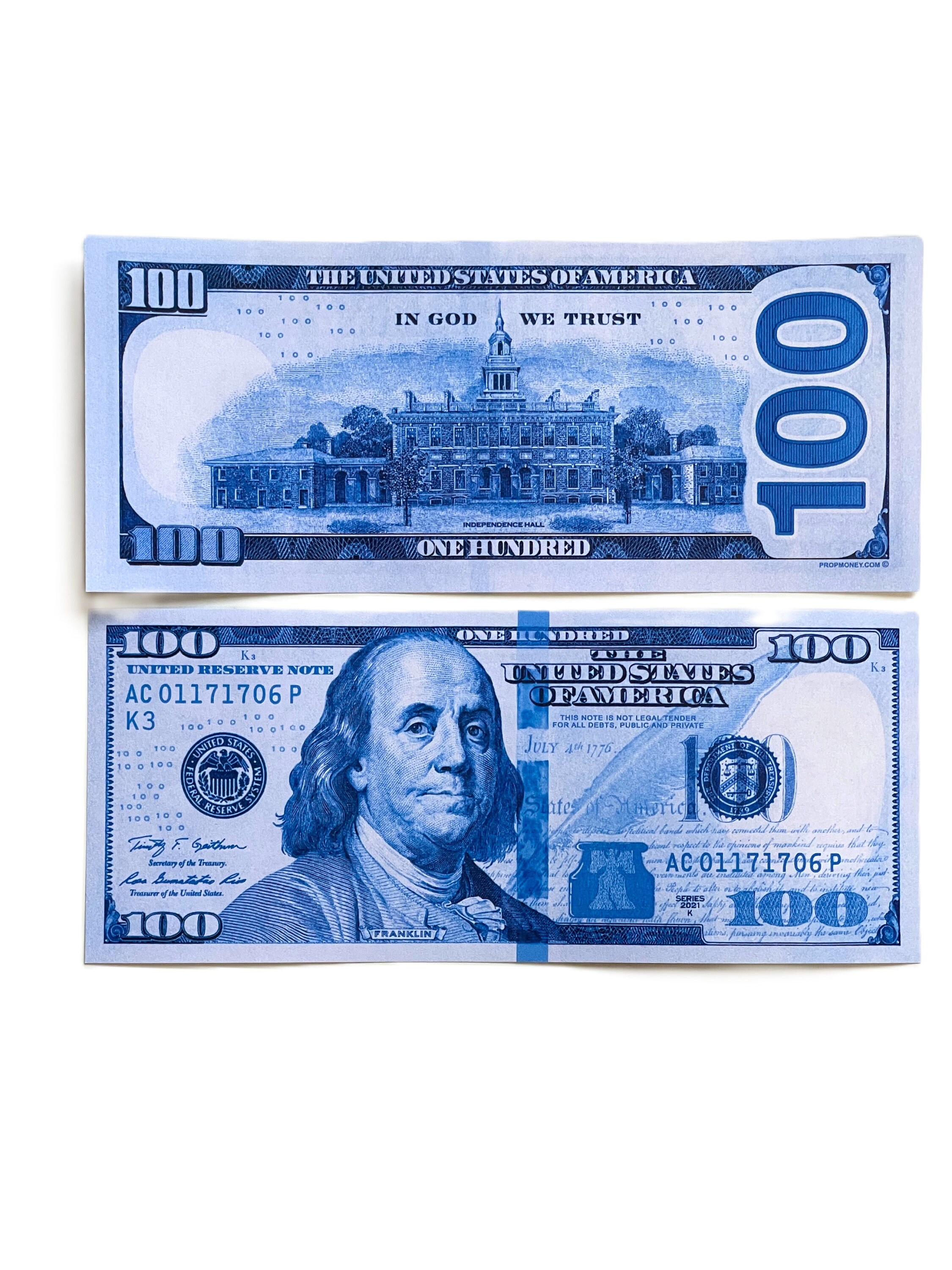 Blue 100 Dollar Bill Party Games Supplies | Play Prop Money ...