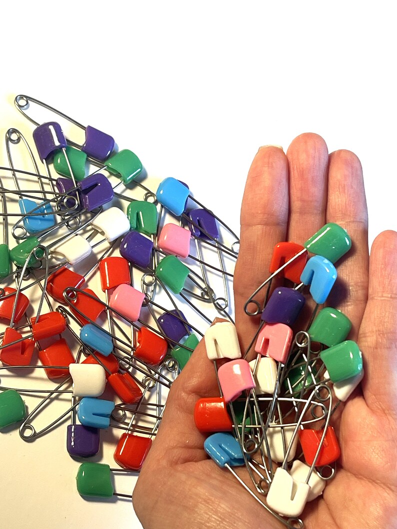 1.5 Inches | 30 Pieces | Colorful Stainless Steel Baby Infant Safety Pins | Diaper Nappy Pins ...
