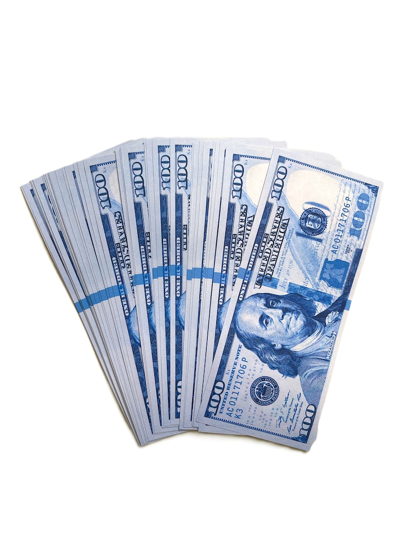 Blue 100 Dollar Bill Party Games Supplies | Play Prop Money ...