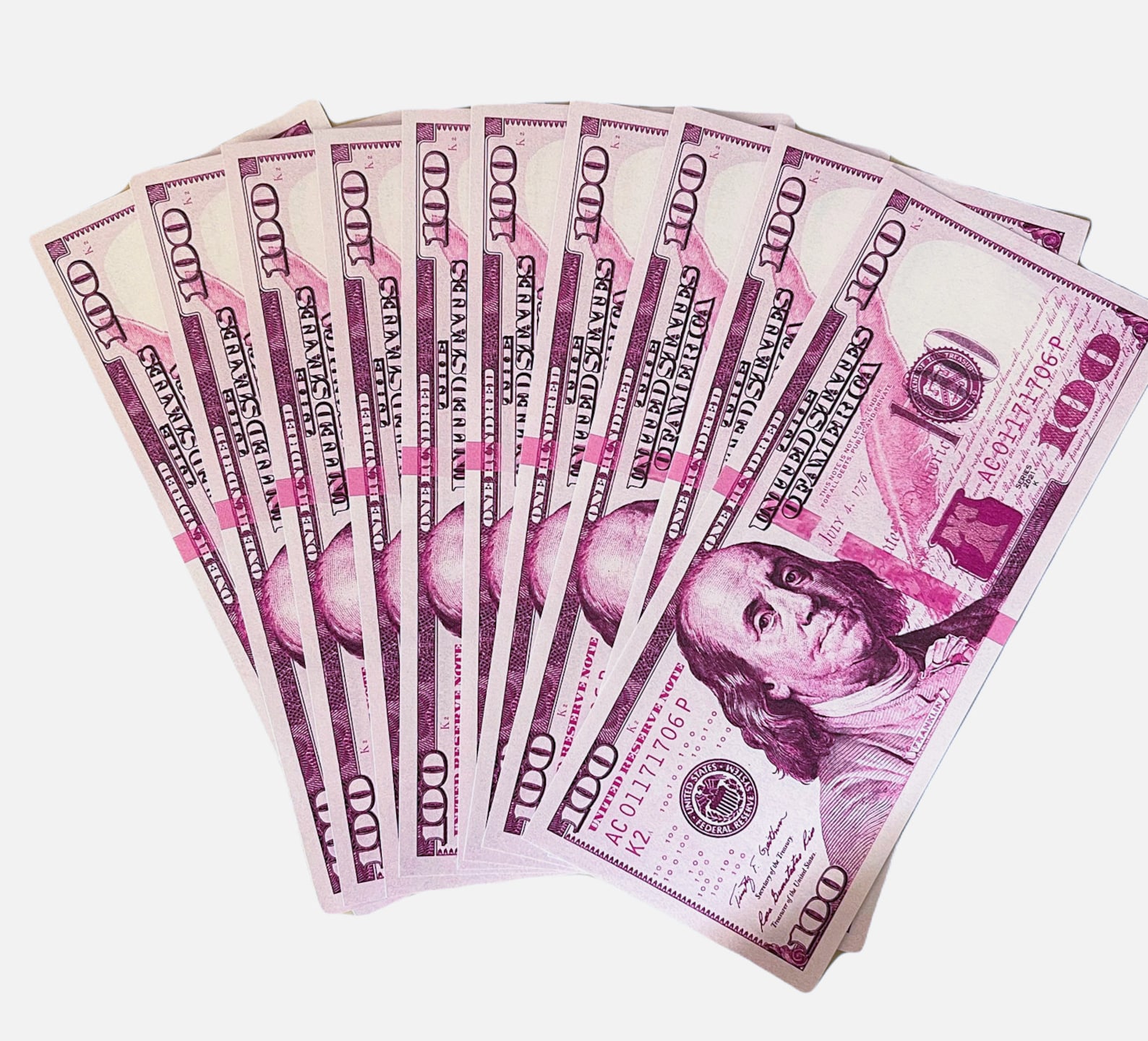 Pink 100 Dollar Bill Party Games Supplies | Play Prop Money ...