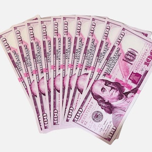 Pink 100 Dollar Bill Party Games Supplies | Play Prop Money ...