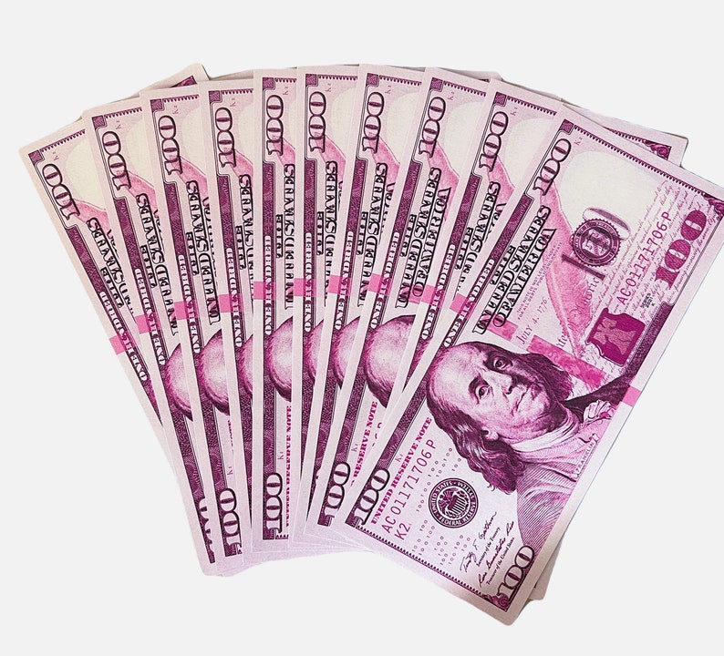 Pink 100 Dollar Bill Party Games Supplies | Play Prop Money ...
