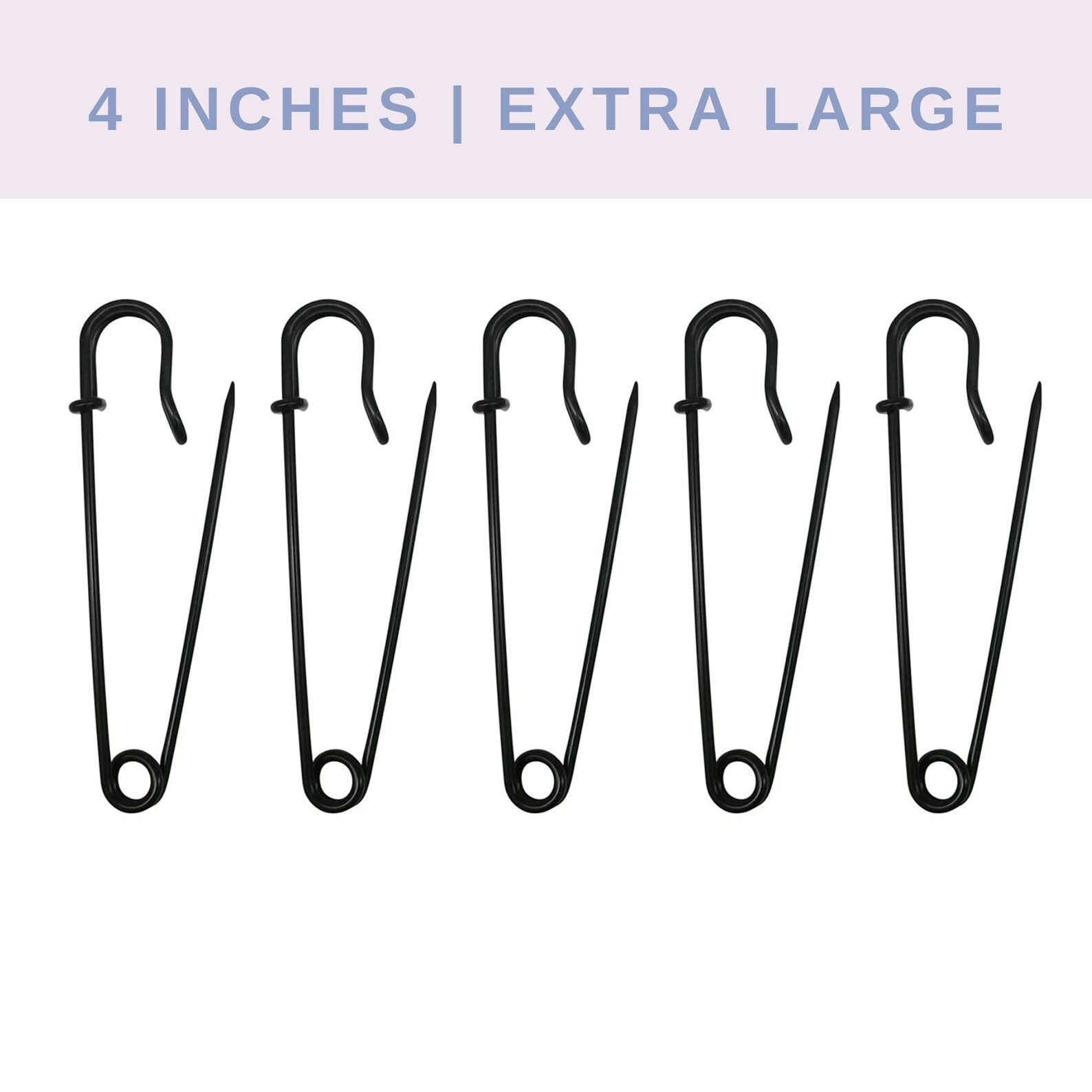 4 Inch Black Heavy Duty Giant Steel Safety Pins 5 Pieces Craft Supplies ...