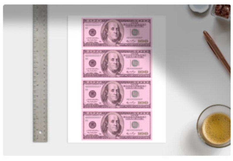 Printable Pink 100 Dollar Bill Placeholders Play Prop Money ...