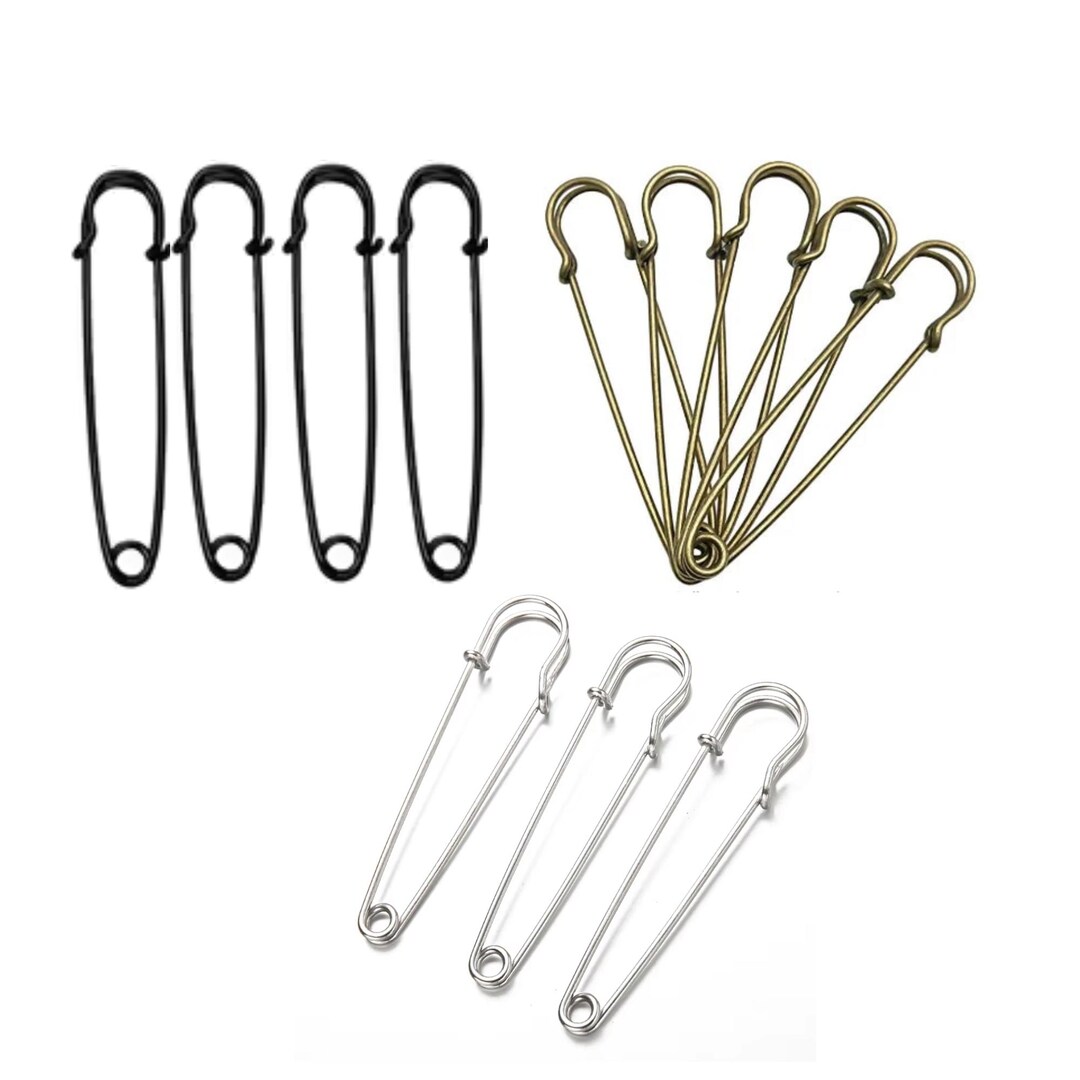 3 Inch Large Heavy Duty Giant Steel Safety Pins | 10 Pieces | Antique ...