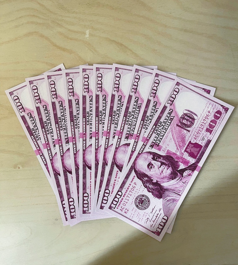 Pink 100 Dollar Bill Party Games Supplies | Play Prop Money ...