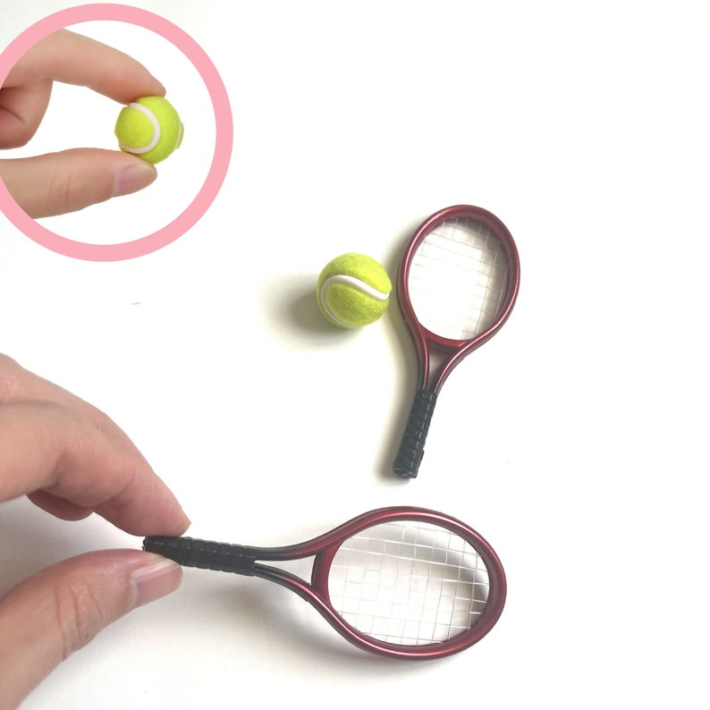 Dollhouse Mini Tennis Racket Miniatures Scale Scenery Tennis Bag ...