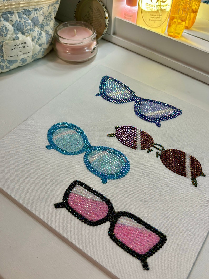 Rhinestone Sunglasses Canvas - Etsy