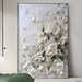 Large 3D White Gray Flower Oil Painting on Canvas,gray-white Wall Art ...
