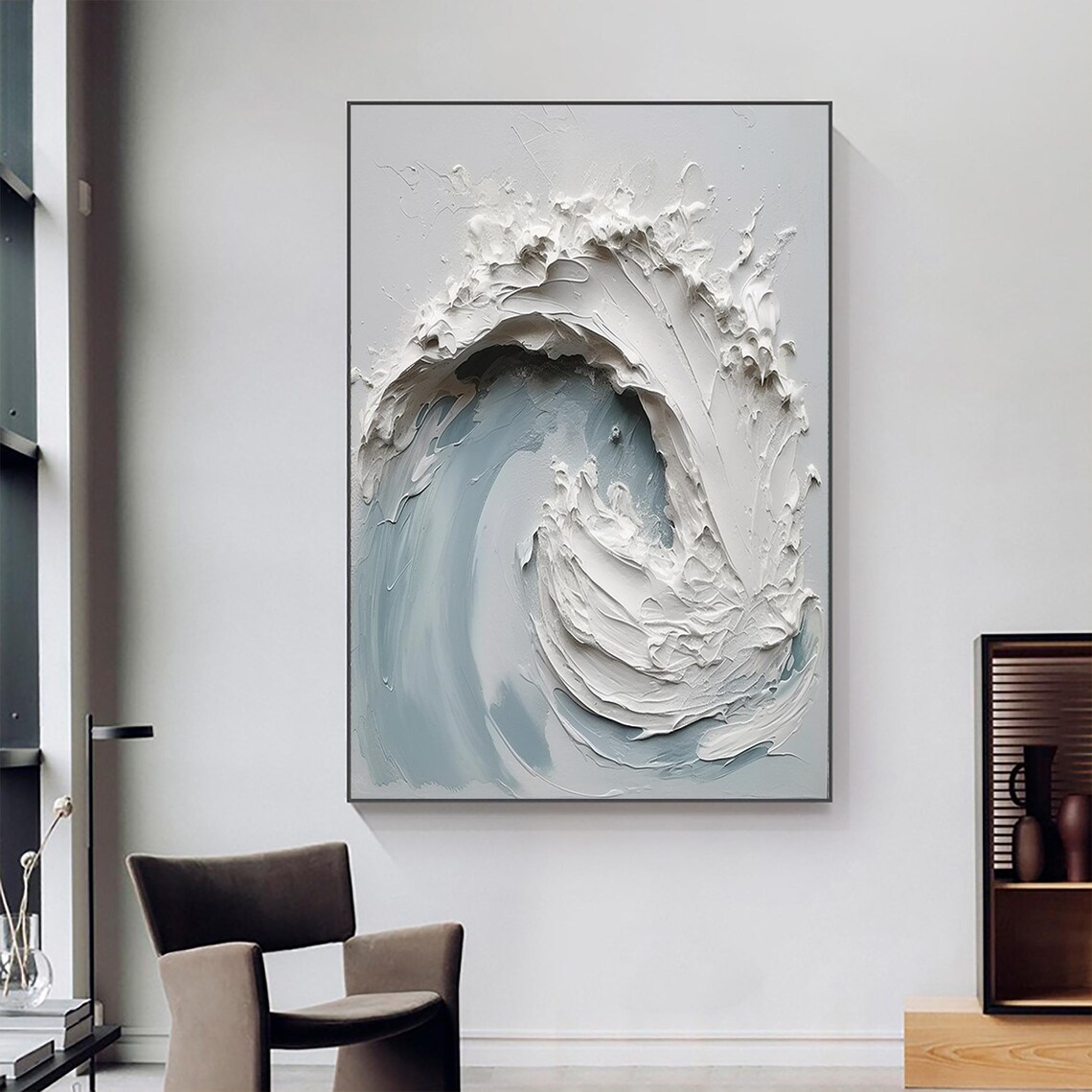 3D Ocean Wave Heavy Textured Oil Painting,3d Texture Canvas Wall Art,abstract Ocean Wave Wall ...