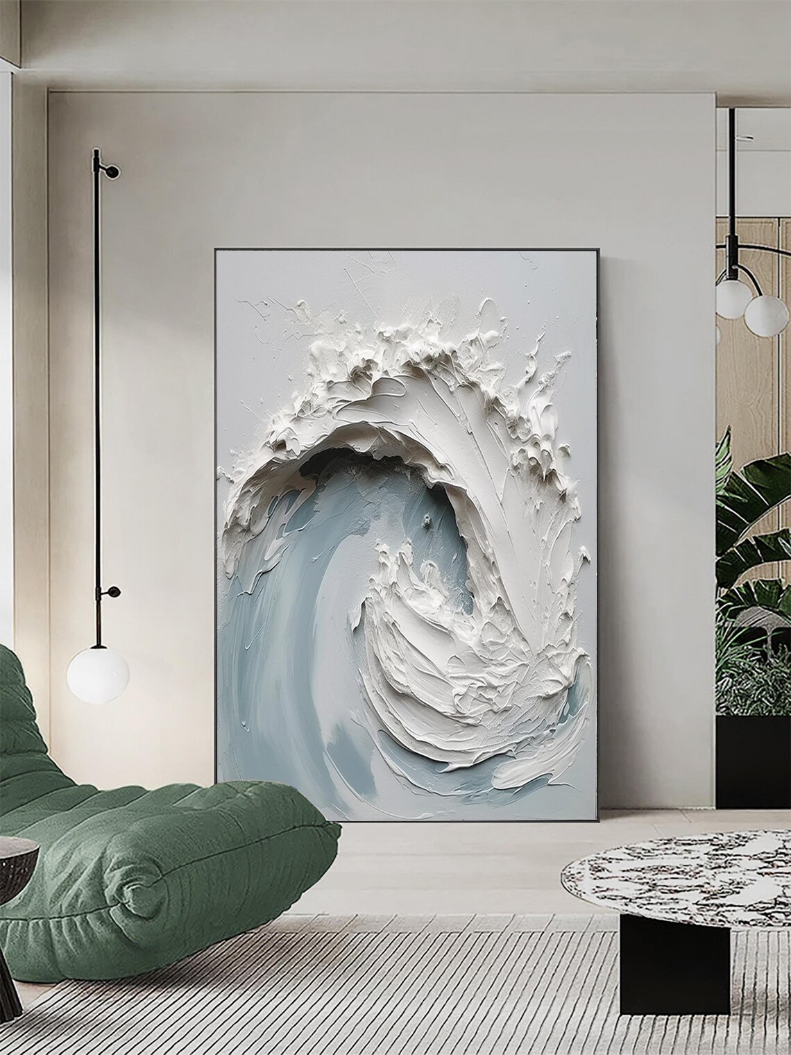 3D Ocean Wave Heavy Textured Oil Painting,3d Texture Canvas Wall Art,abstract Ocean Wave Wall ...