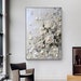 Large 3D White Gray Flower Oil Painting on Canvas,gray-white Wall Art ...