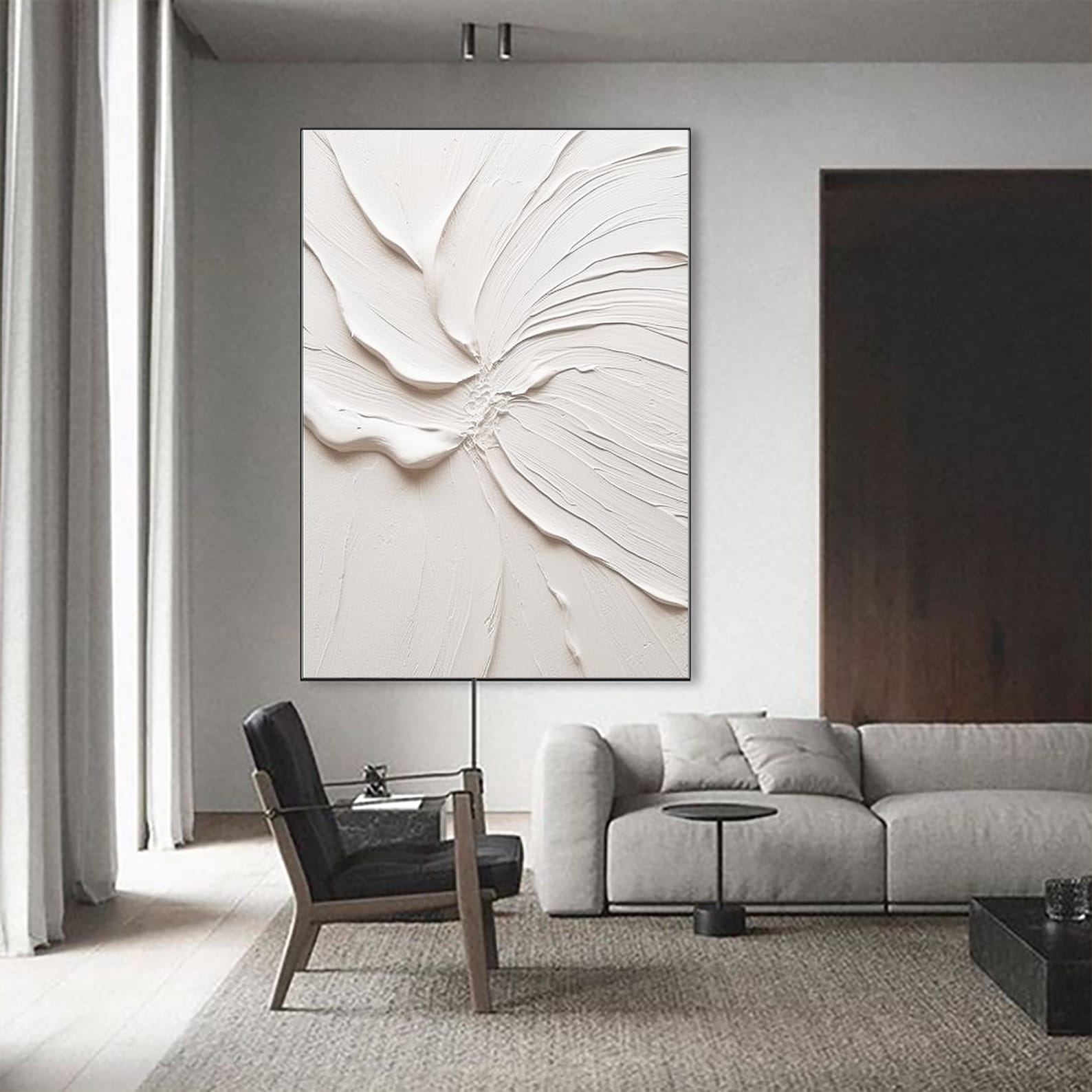 3D White Textured Wall Art,white Minimalist Painting,white Lines Canvas ...