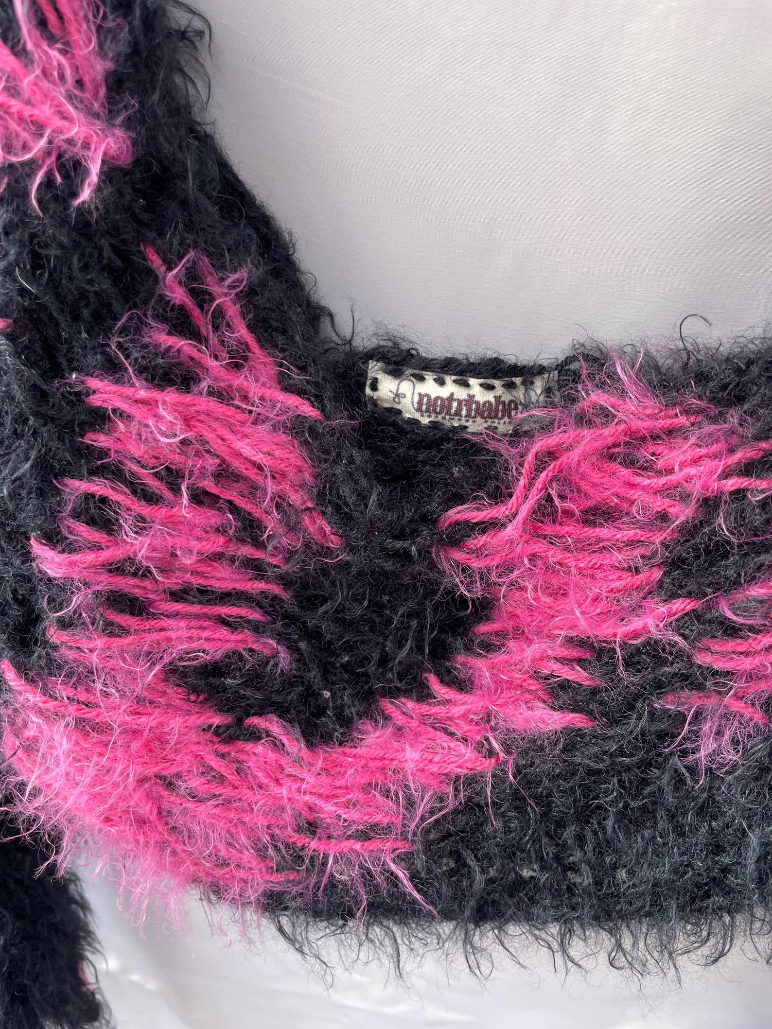 Handmade Y2K Grunge Knit Sweater With Bolero, Black Pink, Festival ...