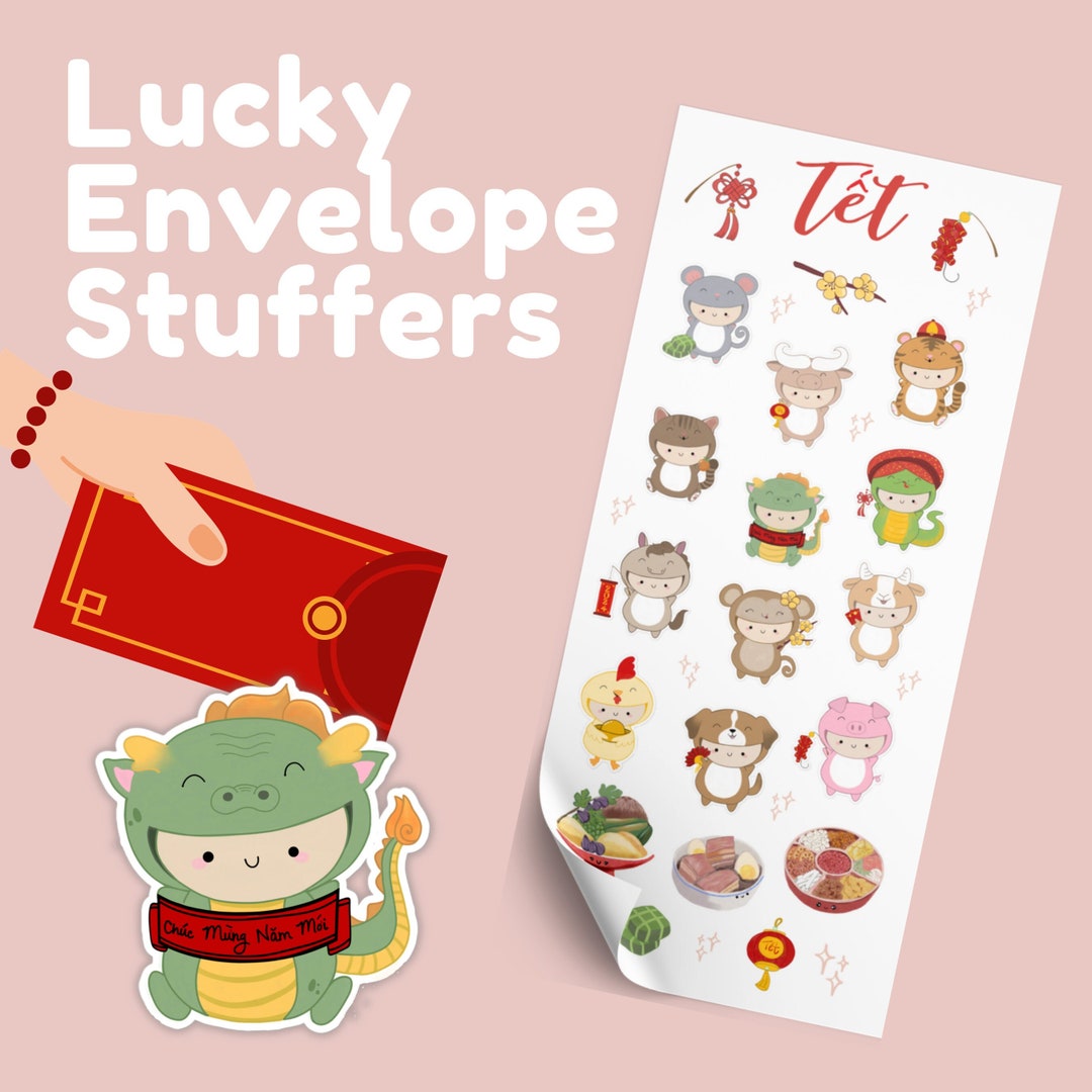 Li Xi lucky Envelope Stuffers Perfectly Sized Sticker Sheet and Cute ...