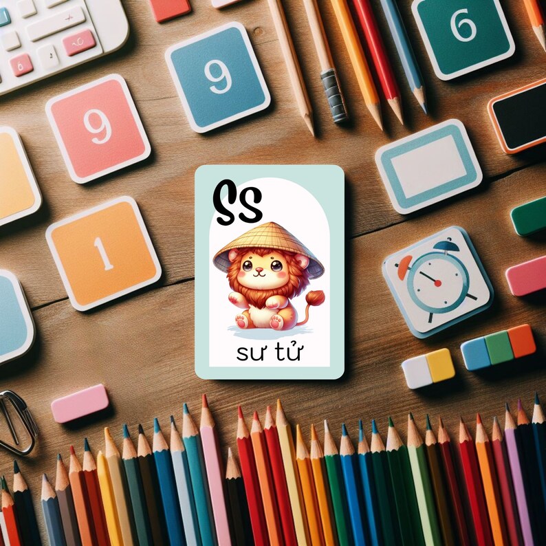 Vietnamese Alphabet Flashcards With Adorable Animals Larger Size ...