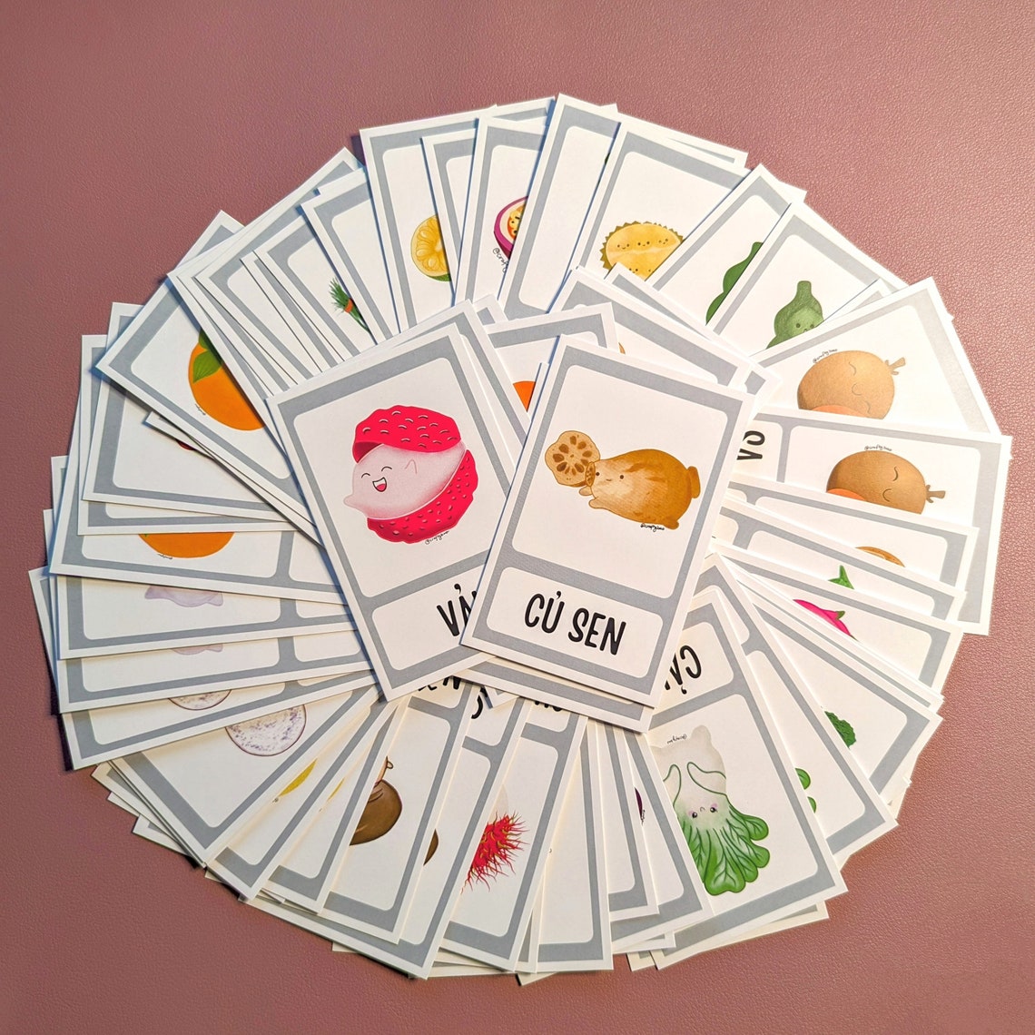 Fruits and Veggies Bilingual Flash Card Set 68 Cards English ...