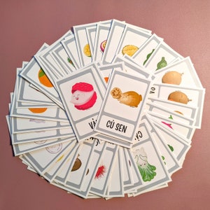 Fruits and Veggies Bilingual Flash Card Set 68 Cards English ...