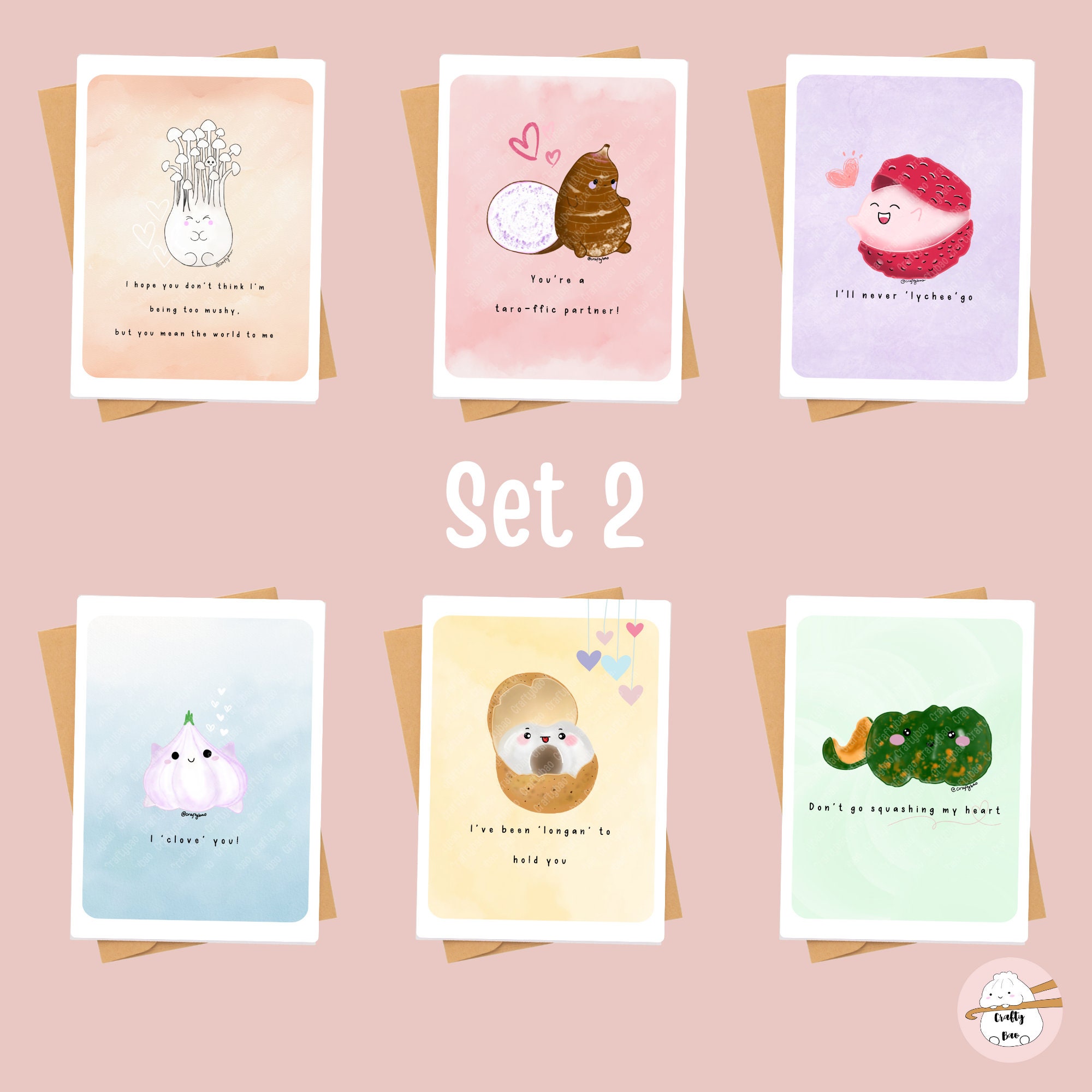 Adorable Kawaii Lychee Pun Card Punny Valentine's Day Greeting Hand ...