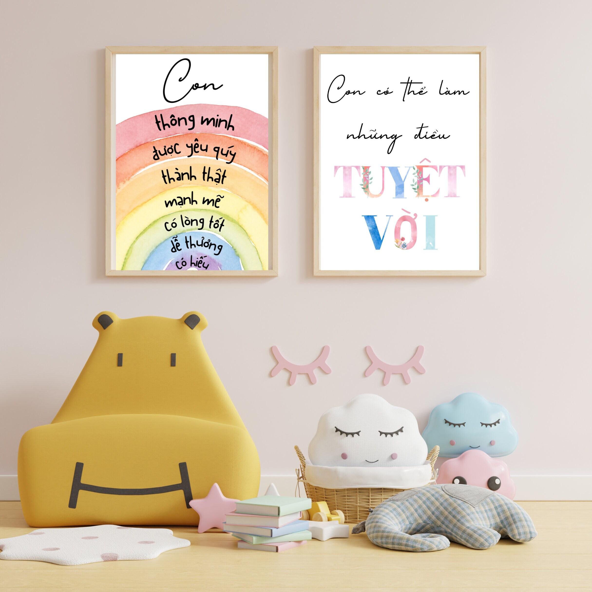Rainbow Vietnamese Affirmations Poster Set 12x18 Watercolor - Etsy