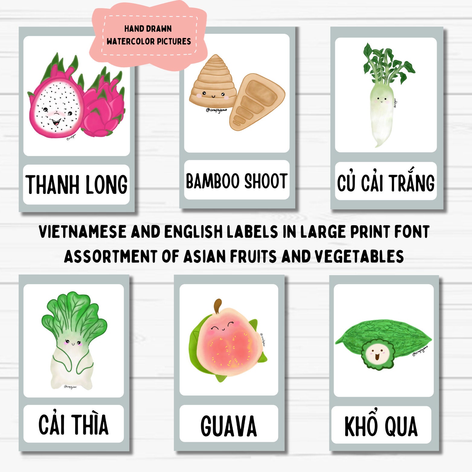 Fruits and Veggies Bilingual Flash Card Set 68 Cards English ...