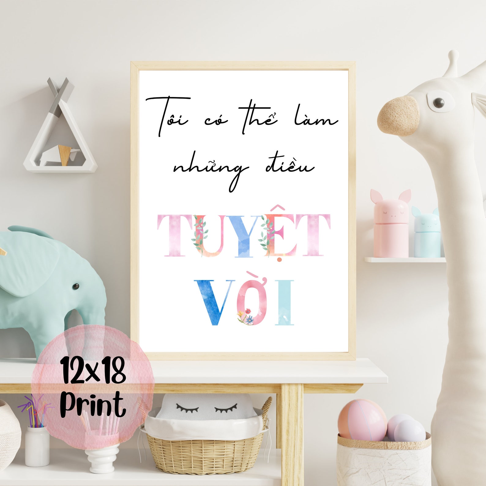 Rainbow Vietnamese Affirmations Poster Set 12x18 Watercolor - Etsy