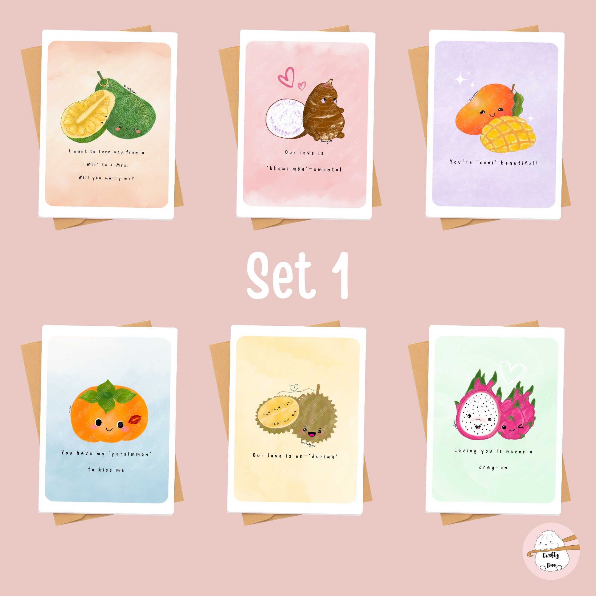 Adorable Kawaii Lychee Pun Card Punny Valentine's Day Greeting Hand ...