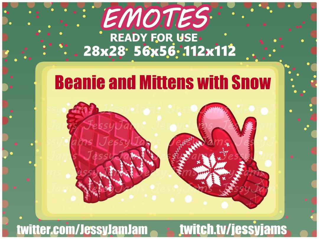 Festive Christmas Snowy Red Beanie and Mittens Emotes (set of 2) Twitch ...