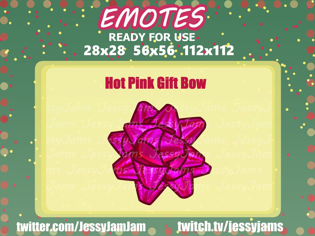 Christmas Festive Pink Gift Bow Emote - Twitch Emote - Discord Youtube ...