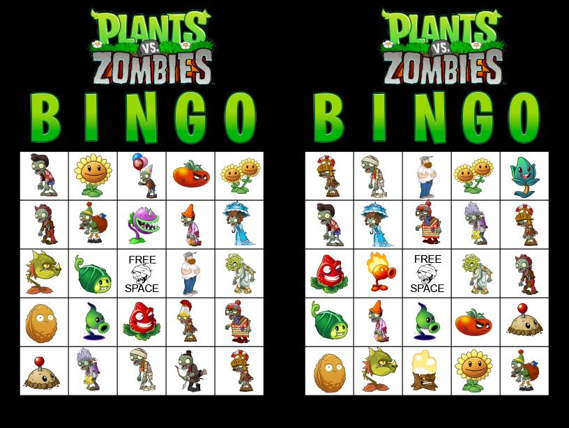 Plants Vs Zombies Bingo Game Printable Cards – Fun Kids Party Game ...
