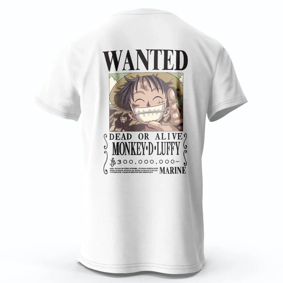 One Piece Wanted T-shirt Monkey D Luffy Shirt Japanese Anime Fan ...