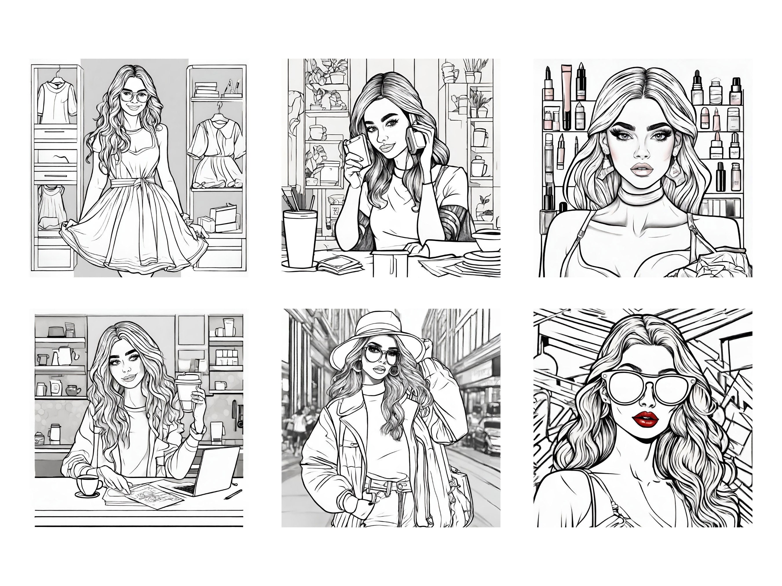 25 Influencer Girl Coloring Pages Printable, Fashion Model Prints of ...
