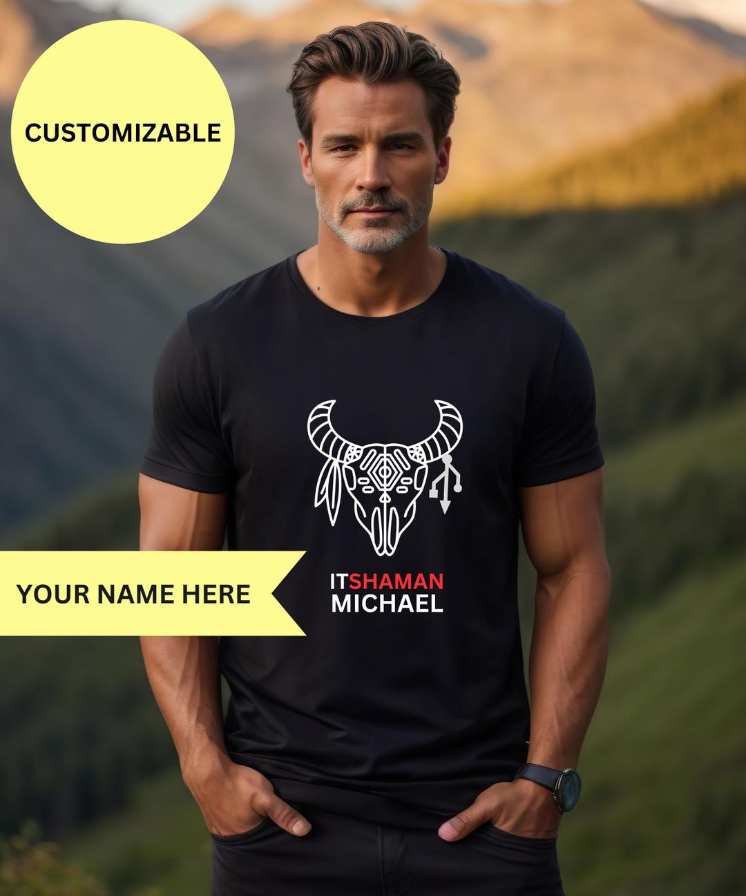 Personalized IT Shaman T-shirt Custom Men's Tech Graphic Tee Unique ...