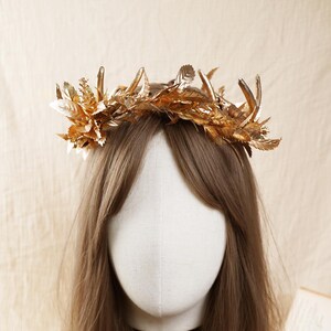 Antler Crown Gold Laurel Leaf Headband Men Elf Fantasy Wedding Circlet ...