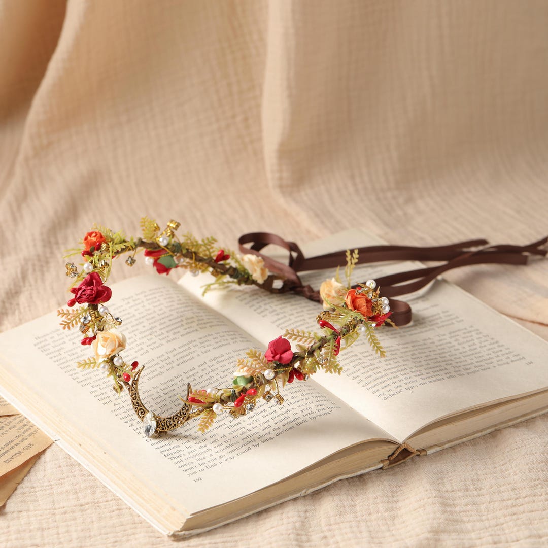 Crescent Moon Headdress: Elven Crown Tiara for Wedding, LARP, Cosplay ...